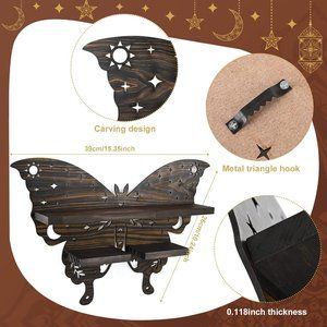 Kikiboheme | Wall Decor | Crystal Shelf Display Rustic Wooden Lunar ...